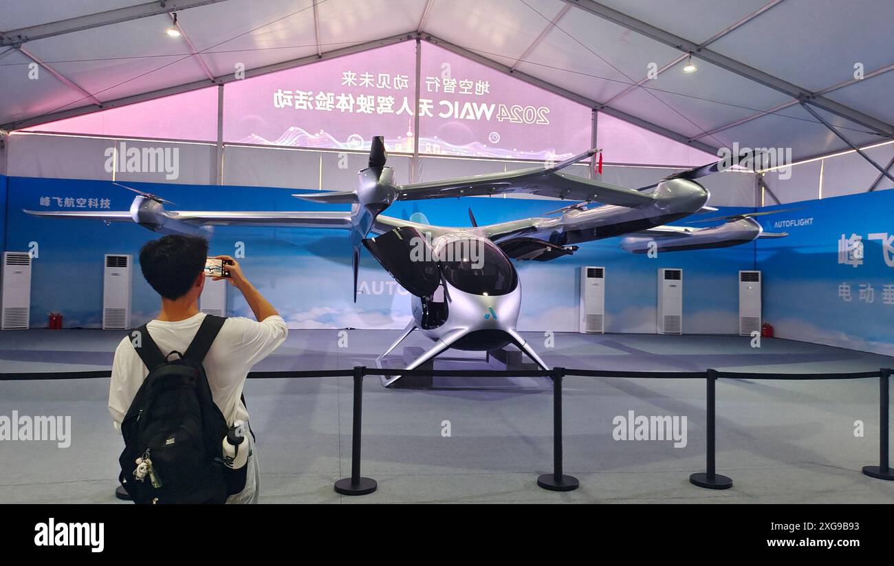 SHANGHAI, CHINA - JULY 7, 2024 - eVTOL, a low-altitude electric vertical take-off and landing ...