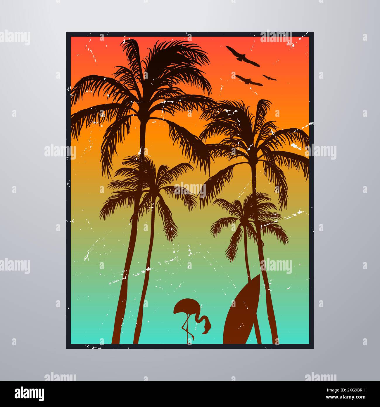 Summer Time On The Beach Poster Artwork Stock Vector Image & Art - Alamy