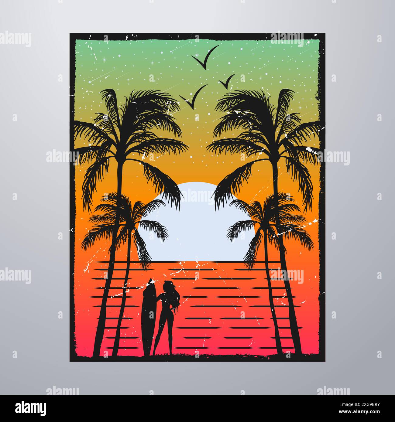 Summer Time On The Beach Poster Artwork Stock Vector Image & Art - Alamy