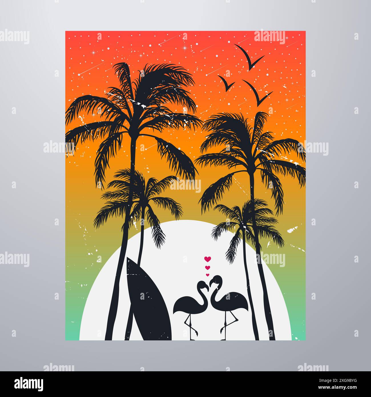 Summer Time On The Beach Poster Artwork Stock Vector Image & Art - Alamy