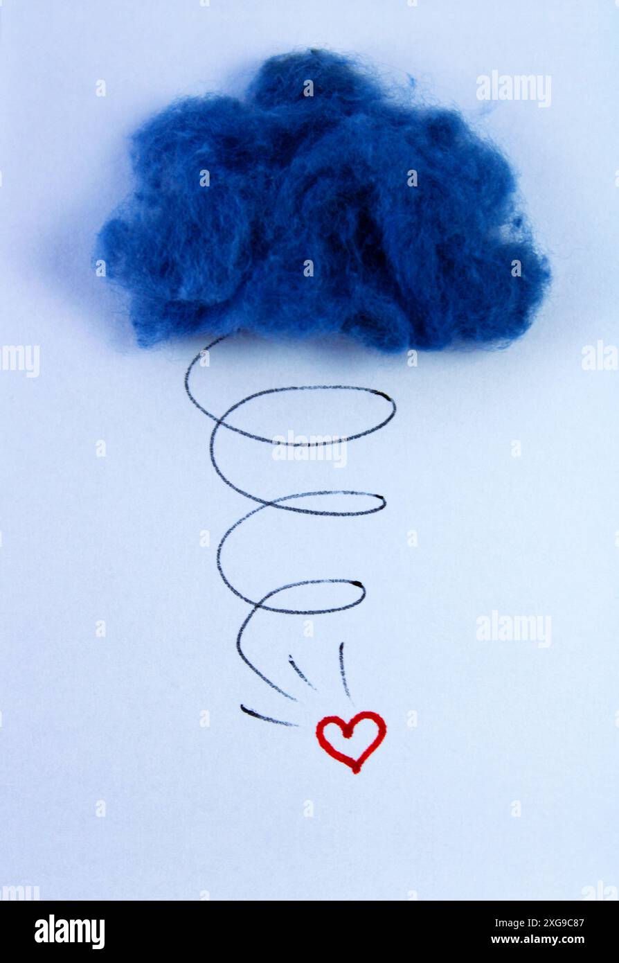 Heart falling from black cloud representing a storm or conflict Stock ...
