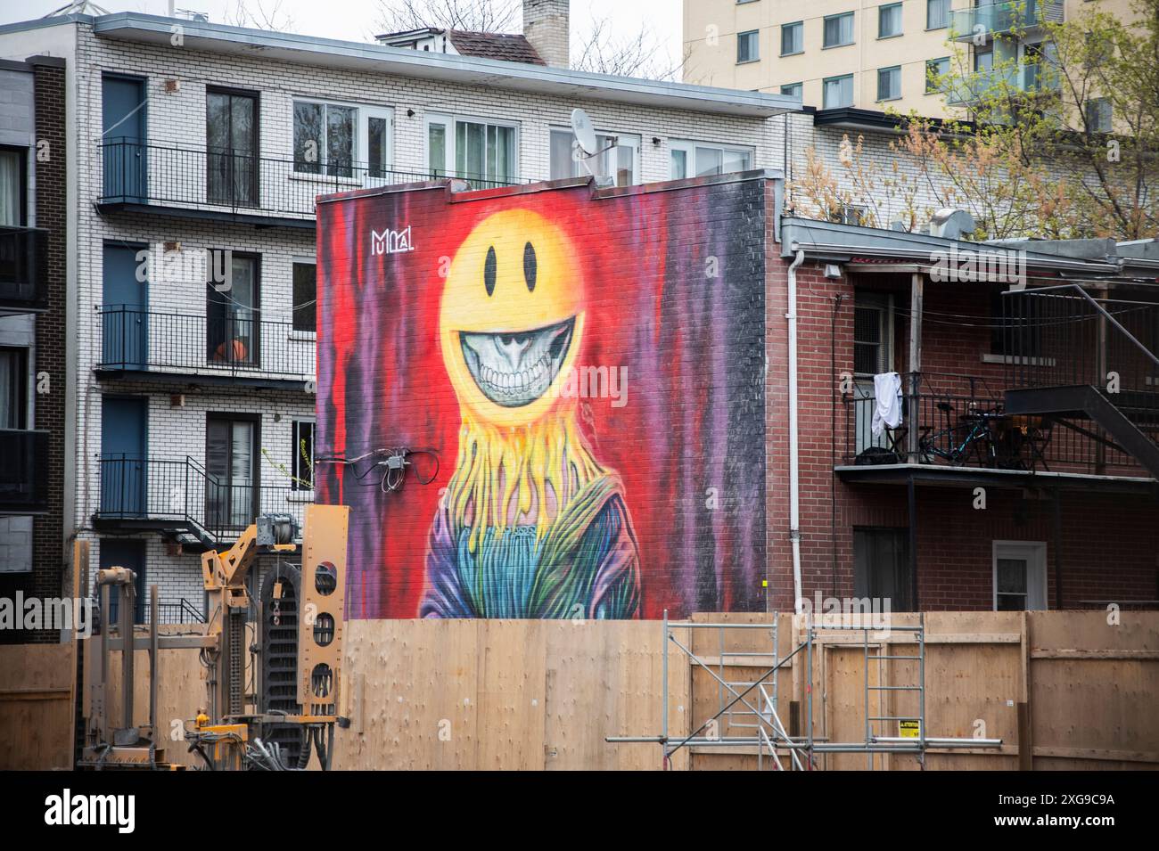Mona Grin mural on Saint-Dominique Street in downtown Montreal, Quebec ...