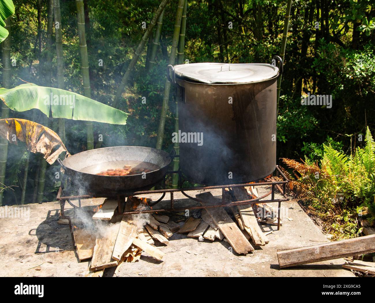 Chicken sancocho made in a wood stove - Typical Colombian tradition ...