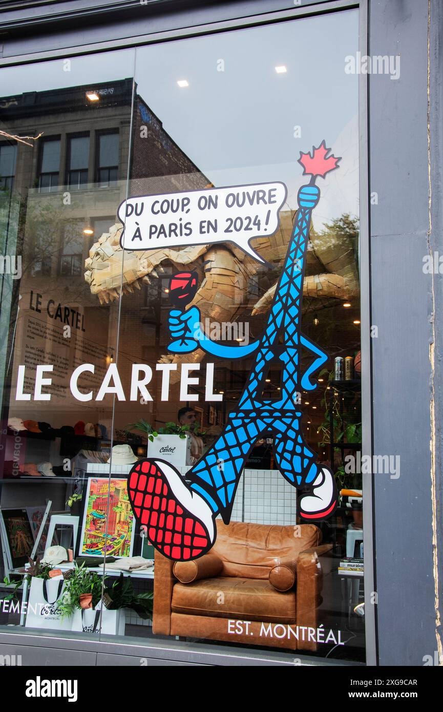 Walking Eiffel tower mural at Le Cartel store on Saint-Laurent ...