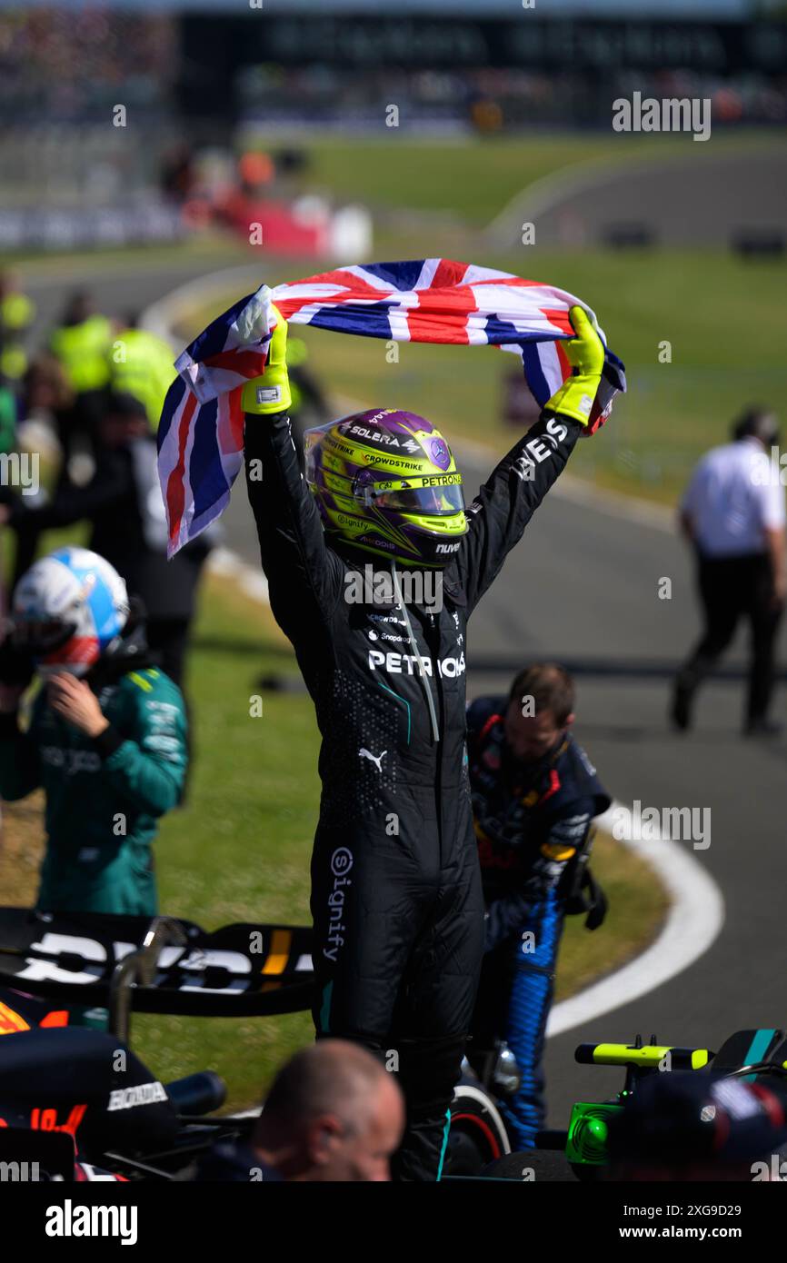 Silverstone, UK. 07th July 2024. Lewis Hamilton of Mercedes-AMG ...