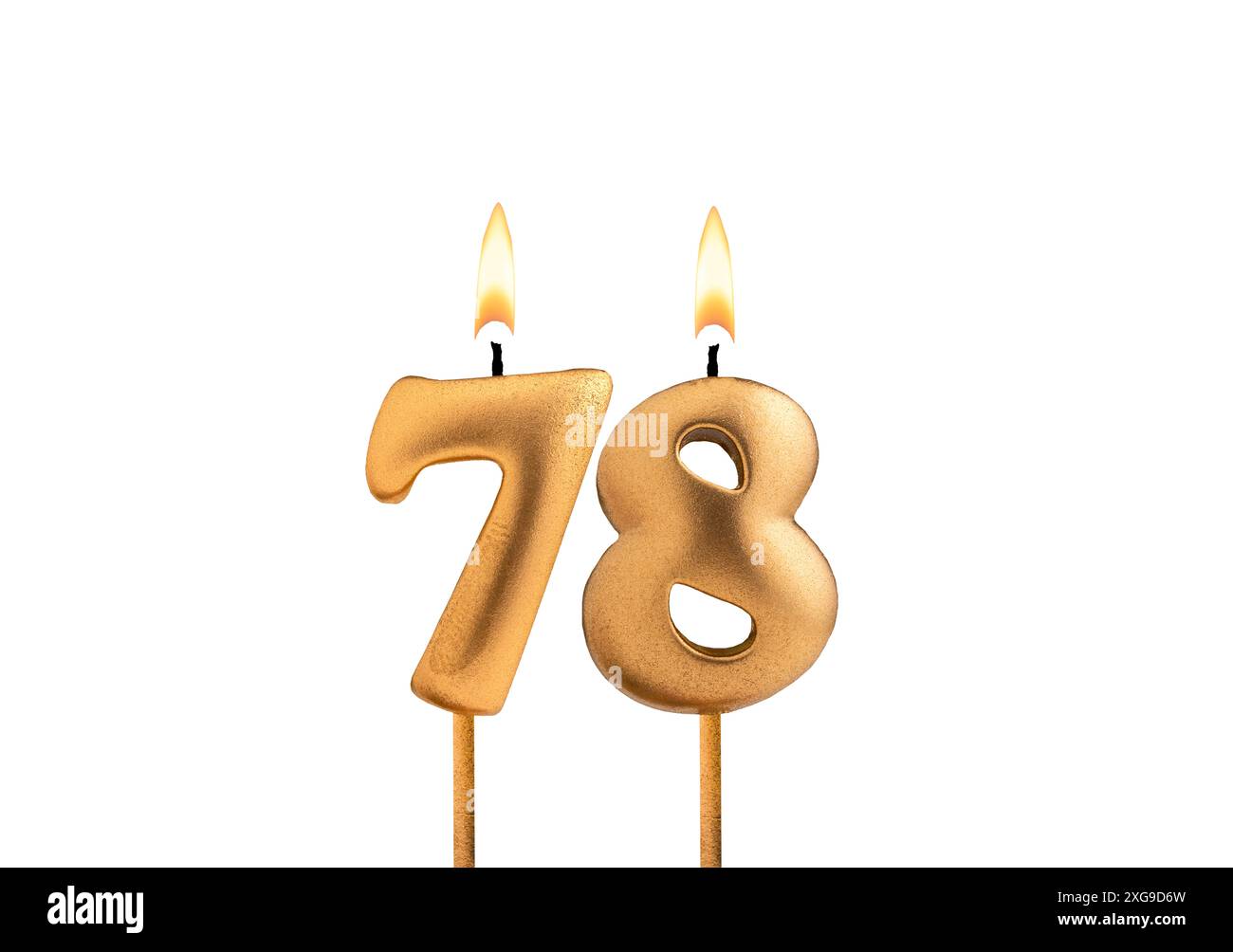 Birthday number 78 - Golden candle on white background Stock Photo - Alamy