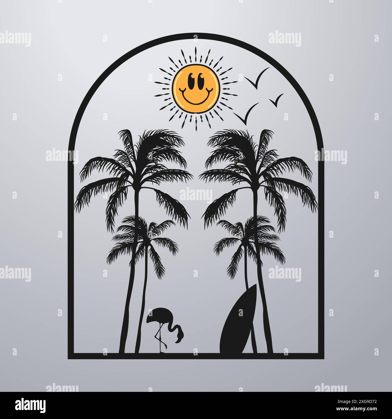 Good summer on the beach with grunge texture style. Editable, resizable ...