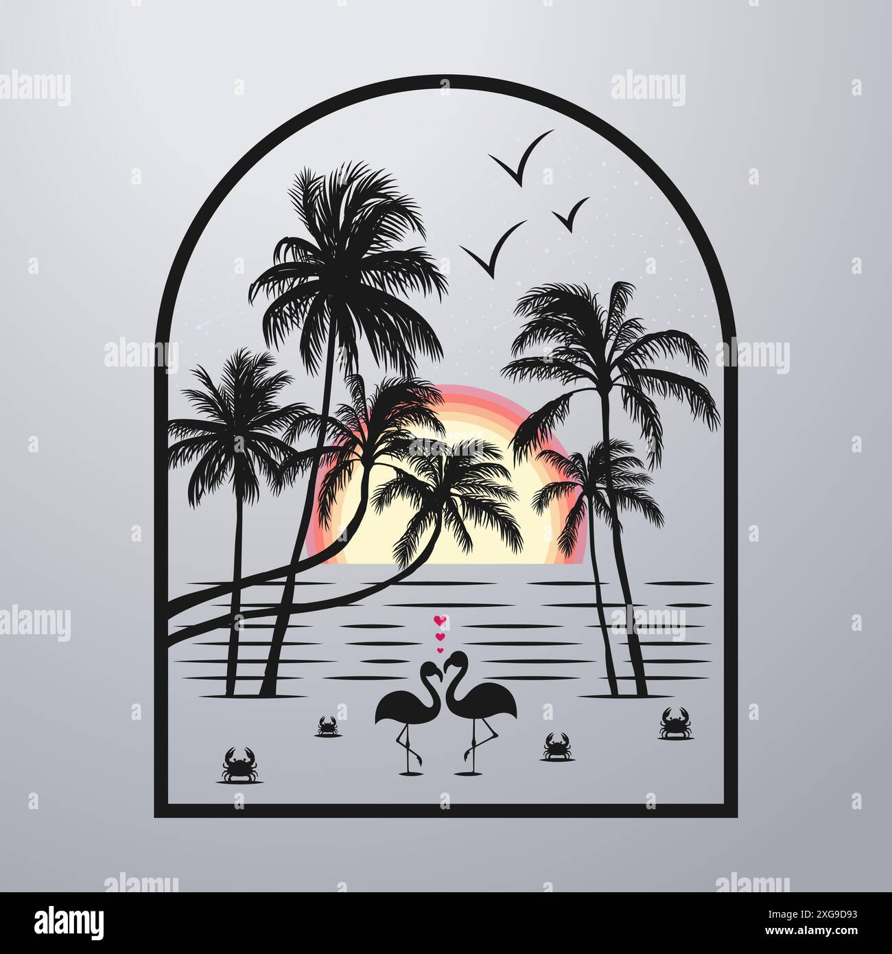 Good summer on the beach with grunge texture style. Editable, resizable ...