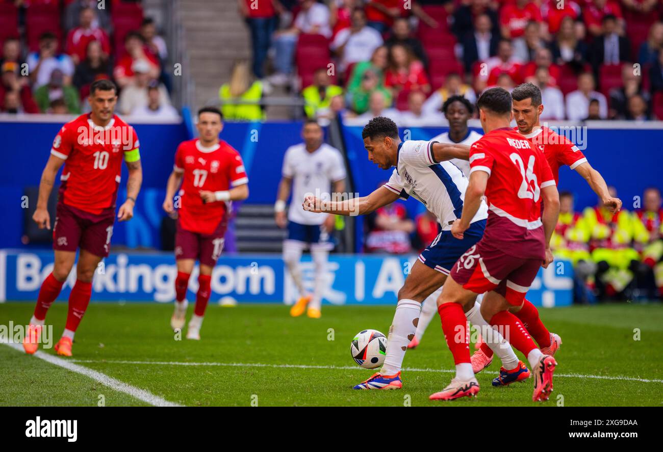 Dusseldorf, Germany. 06th Jul 2024. Jude Bellingham (ENG) Fabian Rieder ...