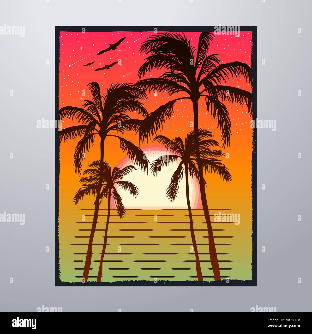 Summer Time On The Beach Poster Artwork Stock Vector Image & Art - Alamy