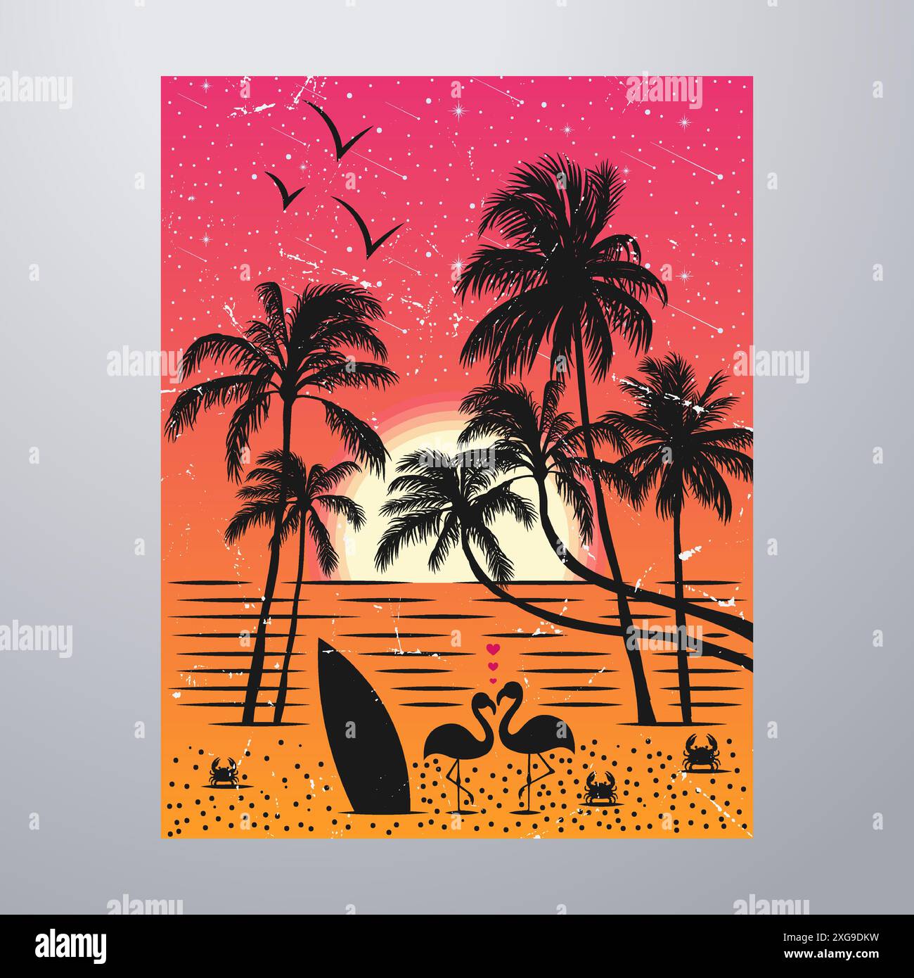 Summer Time On The Beach Poster Artwork Stock Vector Image & Art - Alamy