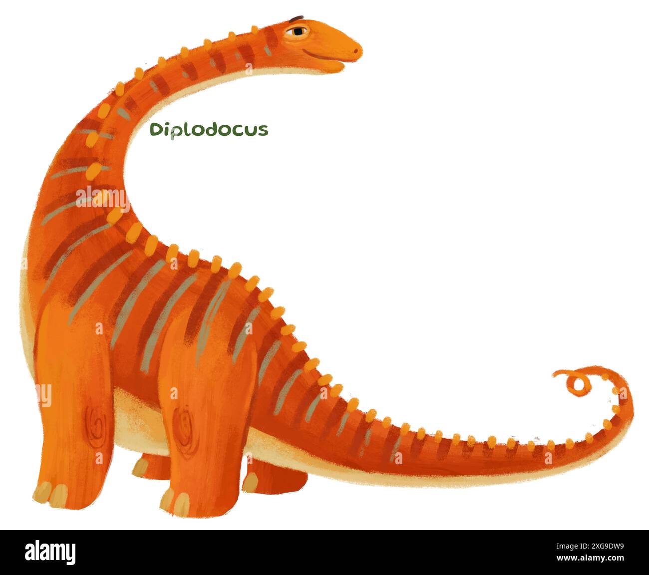cartoon happy and funny colorful prehistoric dinosaur dino diplodocus ...