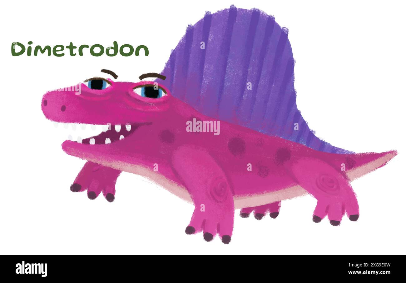 cartoon happy and funny colorful prehistoric dinosaur dino dimetrodon ...