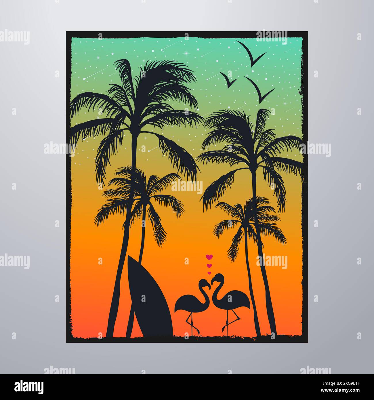 Summer Time On The Beach Poster Artwork Stock Vector Image & Art - Alamy