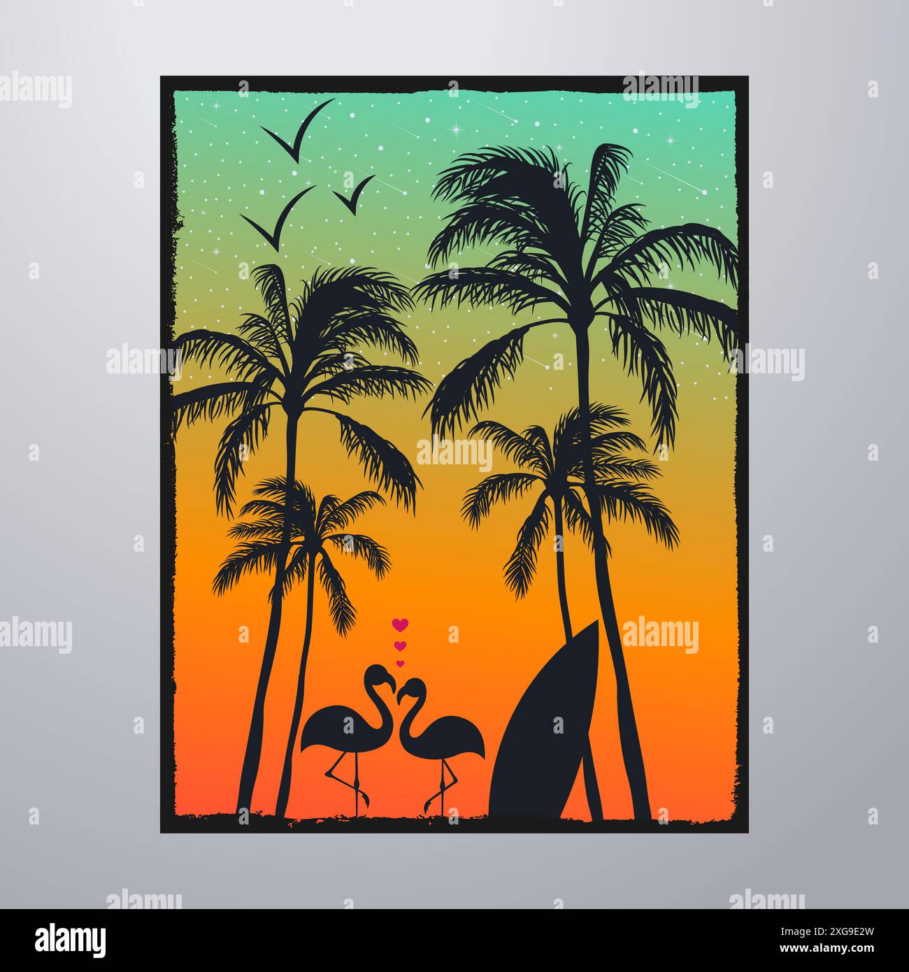 Summer Time On The Beach Poster Artwork Stock Vector Image & Art - Alamy