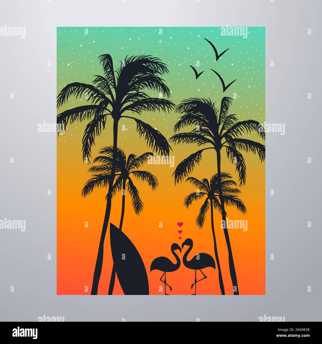 Summer Time On The Beach Poster Artwork Stock Vector Image & Art - Alamy
