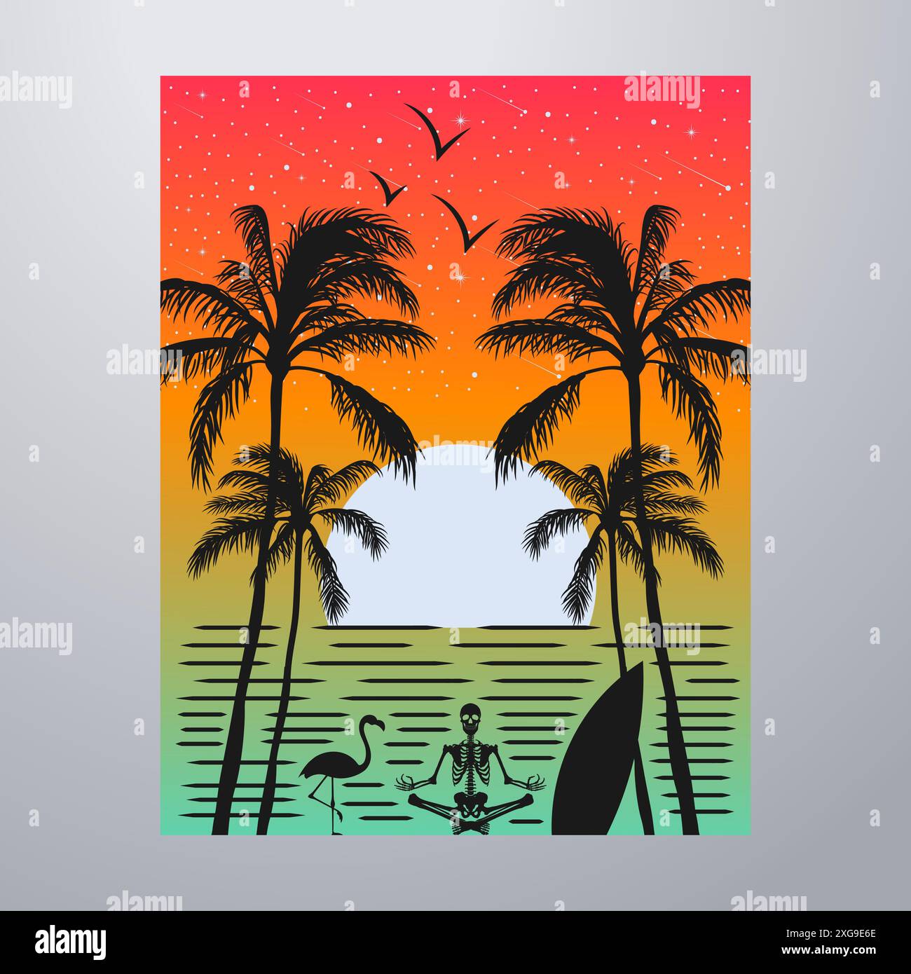 Summer Time On The Beach Poster Artwork Stock Vector Image & Art - Alamy