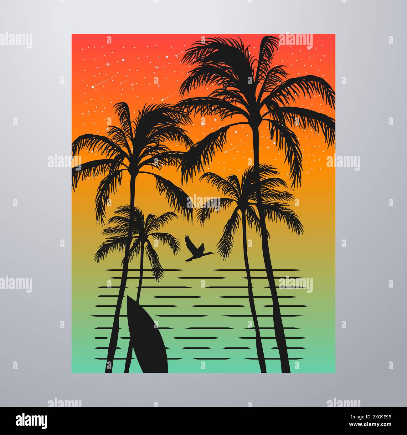 Summer Time On The Beach Poster Artwork Stock Vector Image & Art - Alamy