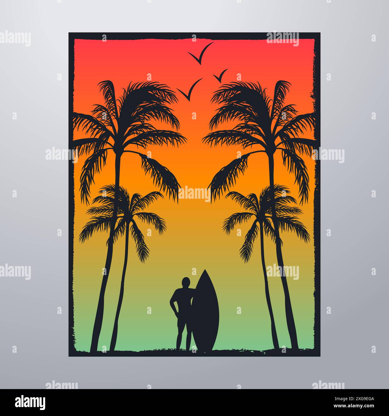 Summer Time On The Beach Poster Artwork Stock Vector Image & Art - Alamy