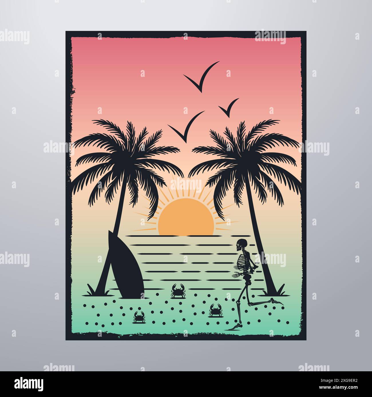 Summer Time On The Beach Poster Artwork Stock Vector Image & Art - Alamy