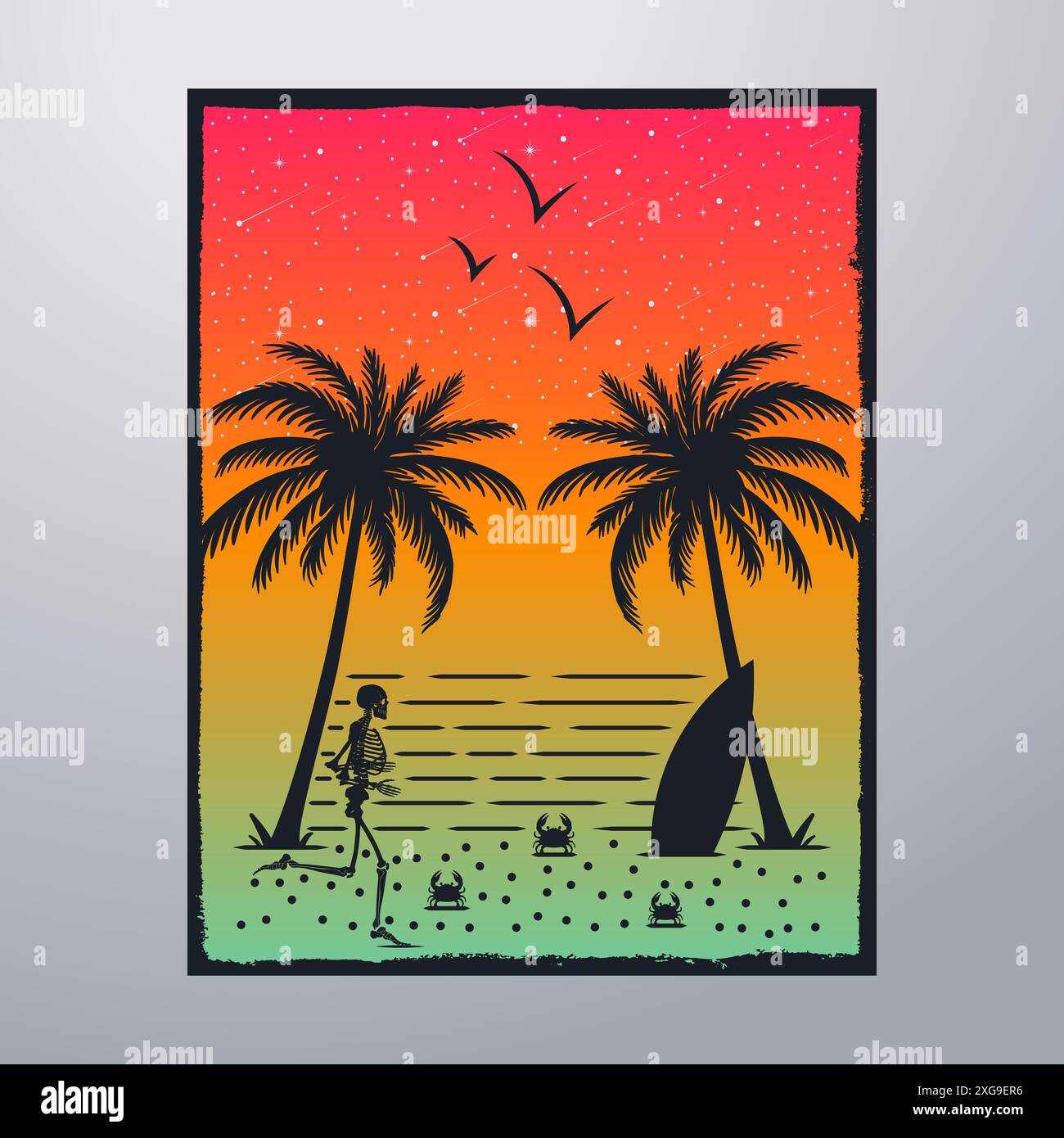 Summer Time On The Beach Poster Artwork Stock Vector Image & Art - Alamy