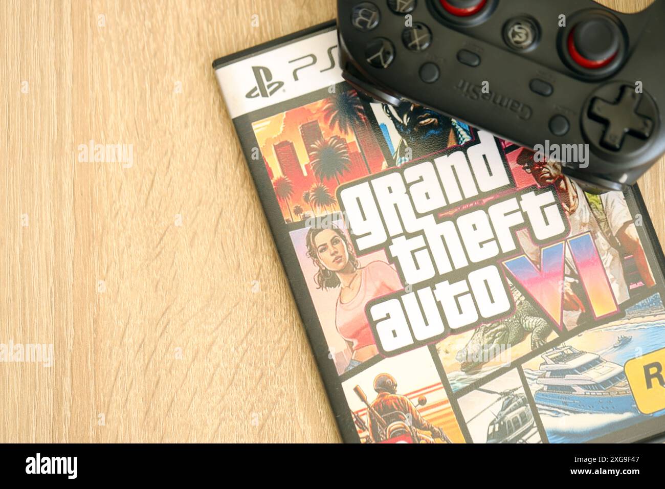 KYIV, UKRAINE - JUNE 26, 2024 Grand Theft Auto 6 PS5 video game disc ...