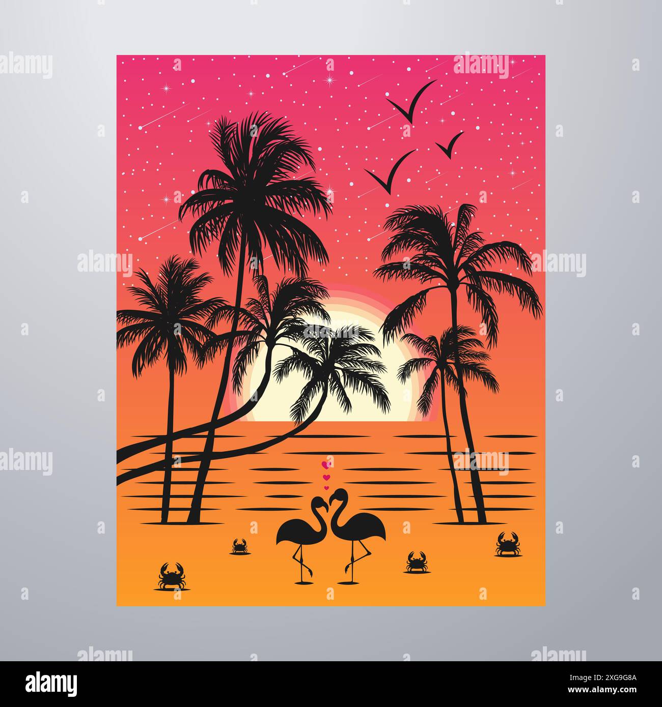 Summer Time On The Beach Poster Artwork. Editable, resizable, vector ...