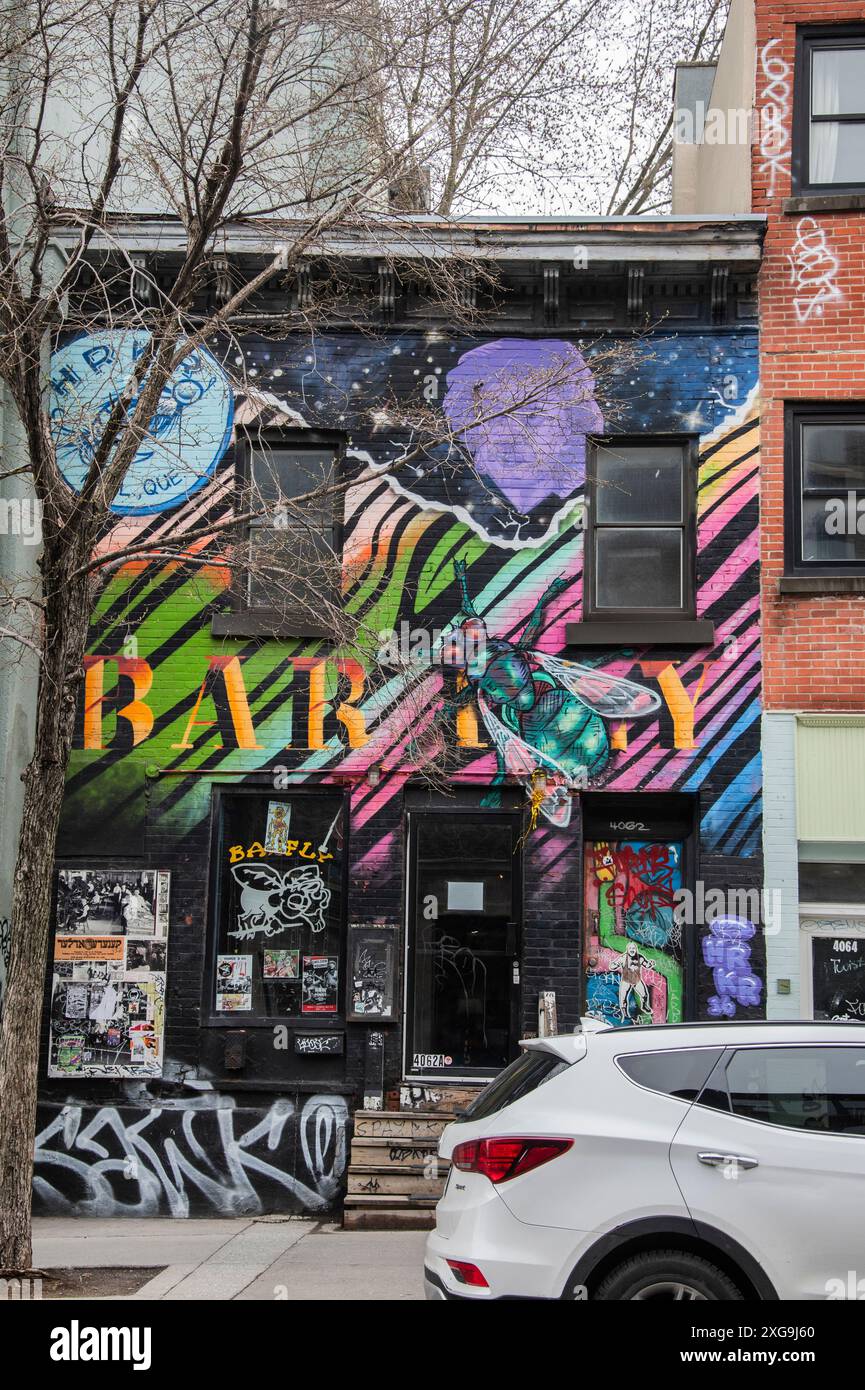 Barfly club mural on Saint-Laurent Boulevard in downtown Montreal ...
