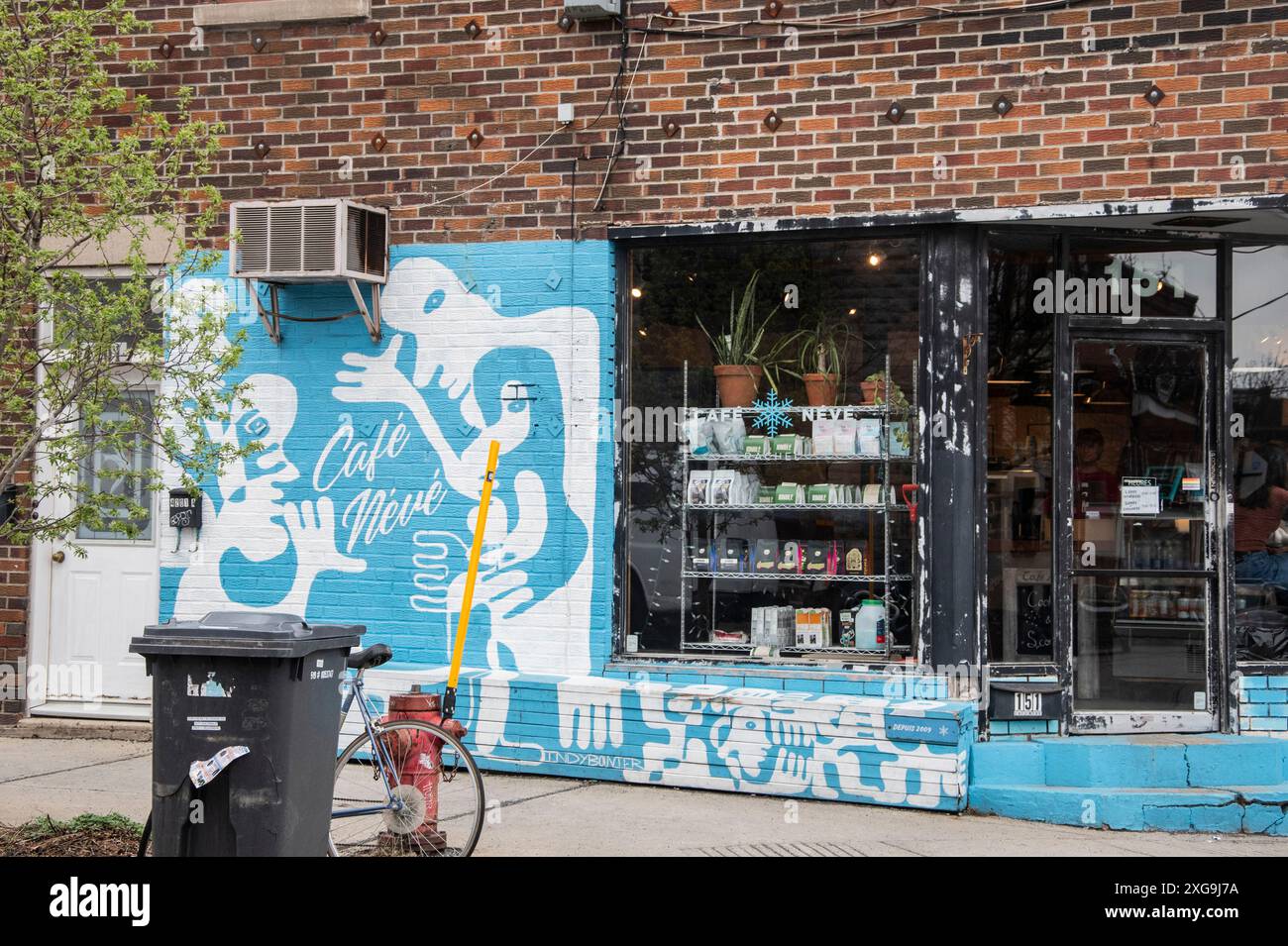 Cafe Neve mural on Rachel Street East in downtown Montreal, Quebec ...