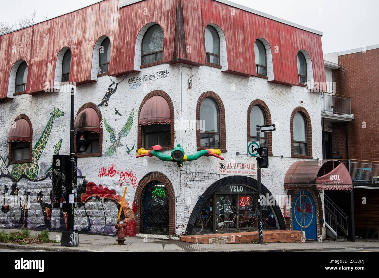 Zoo animals mural on City Hall Avenue in downtown Montreal, Quebec ...
