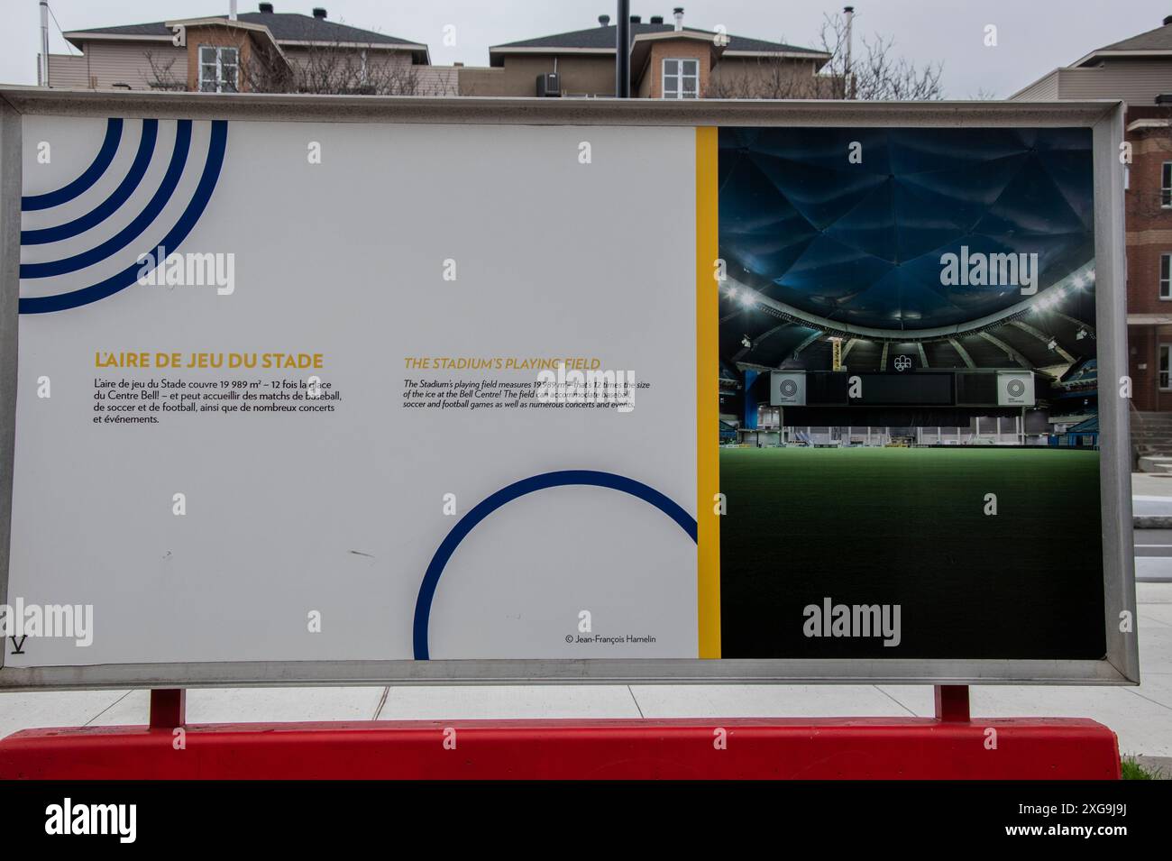 Olympic Stadium's playing field sign in Montreal, Quebec, Canada Stock ...