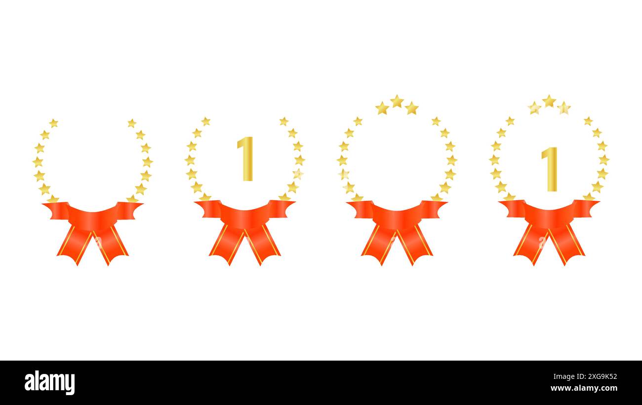 Award medal ribbon crown frame design elements. Star frames with ...