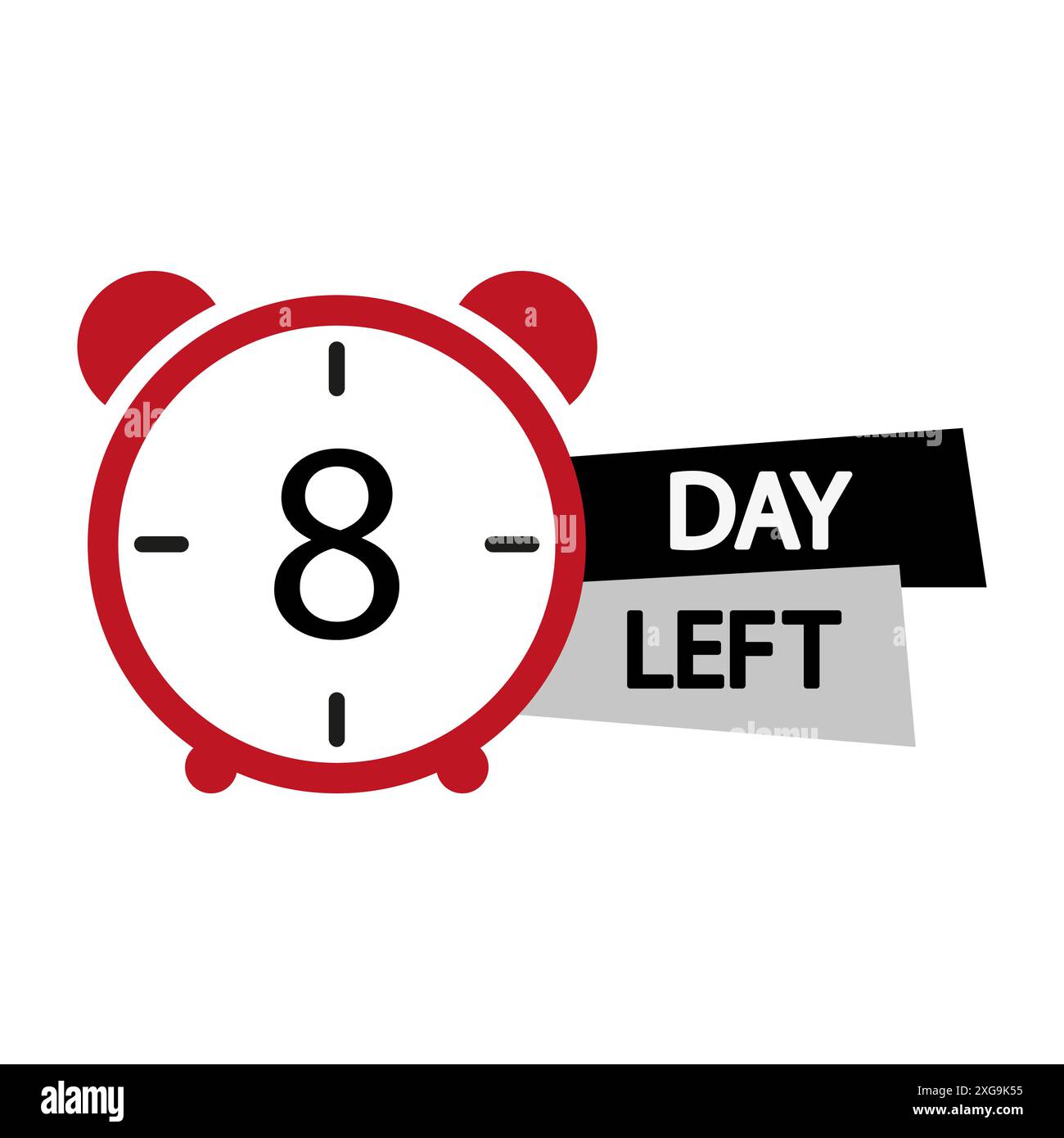 Countdown clock icon. Eight day left. Bold red design. Vector ...