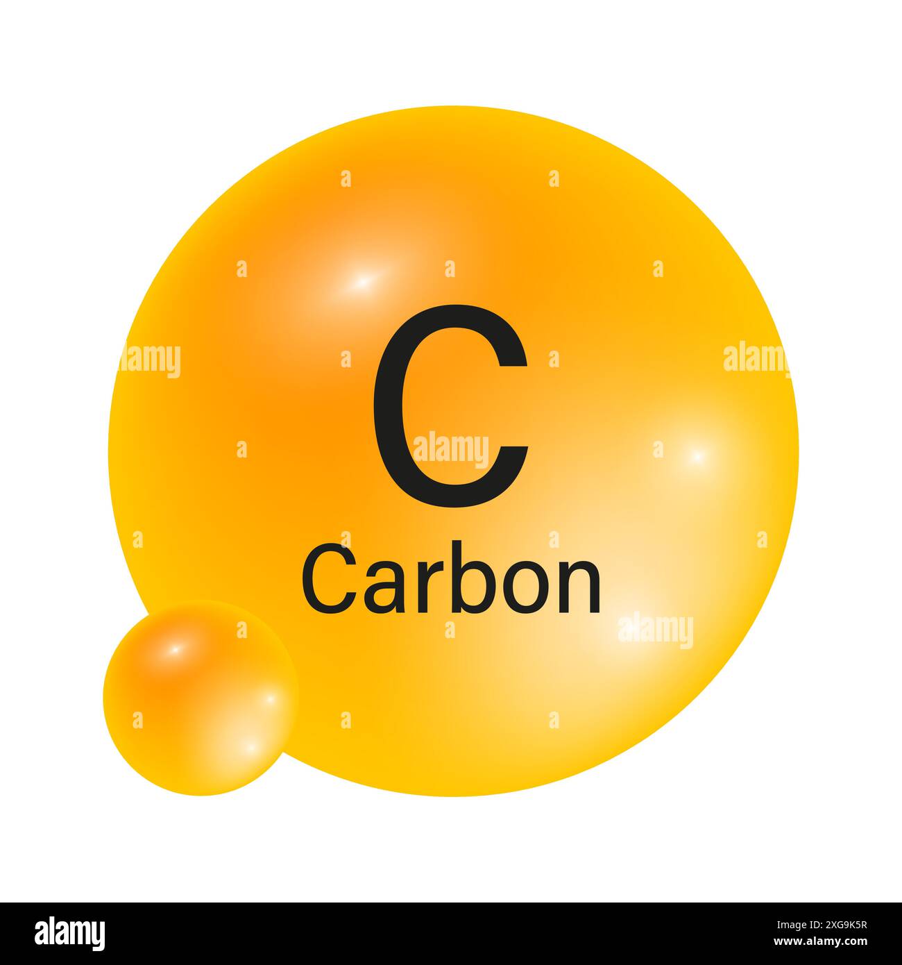 Carbon element symbol. Yellow gradient sphere. Chemical icon vector ...