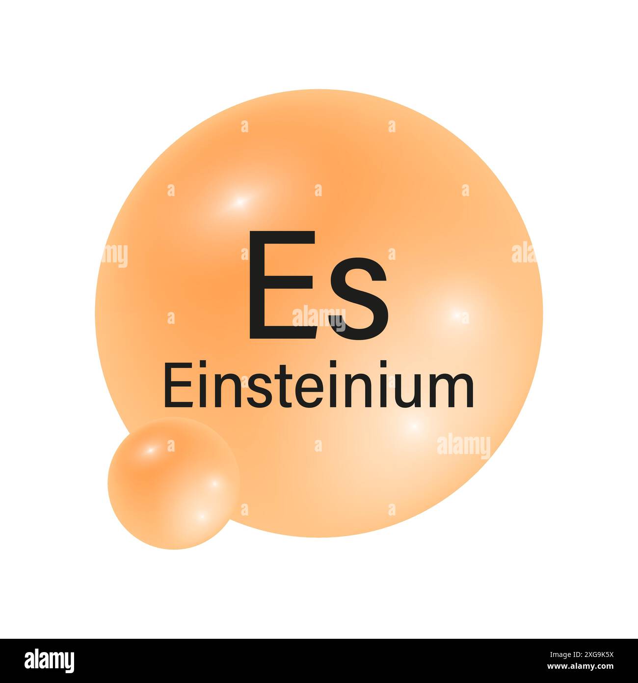 Einsteinium element icon. Glossy orange sphere. Chemical symbol Es ...