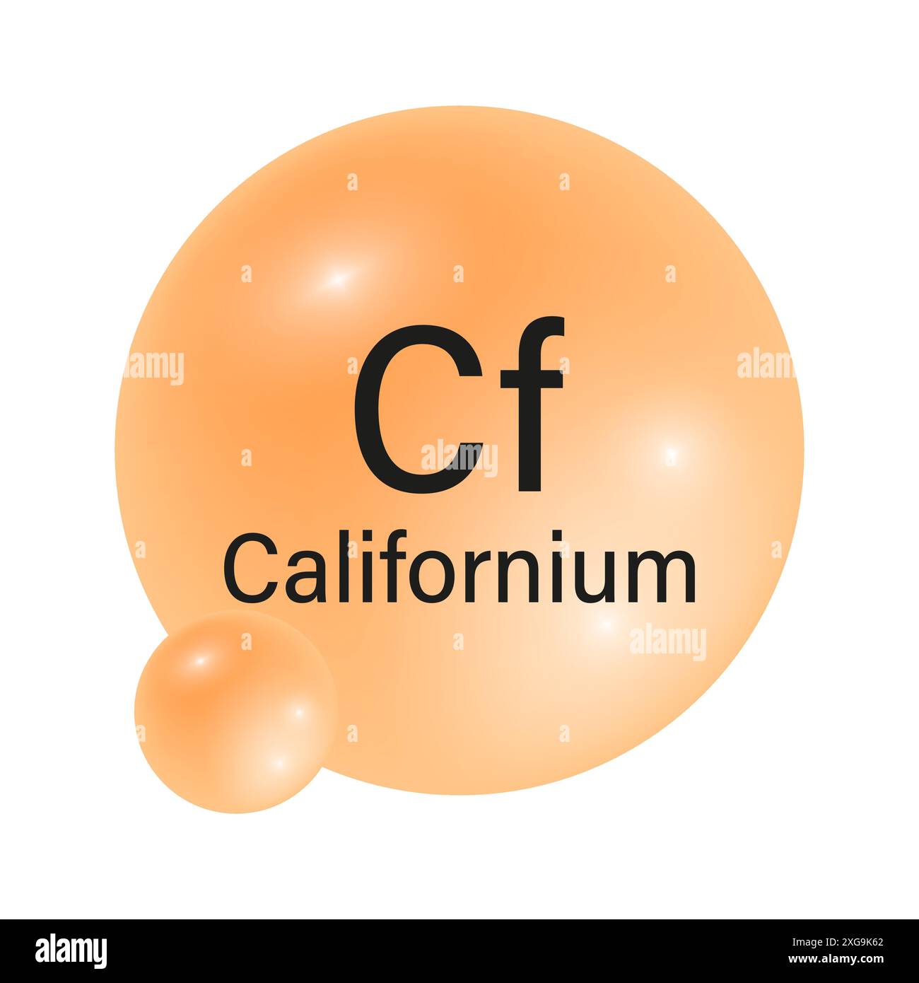 Californium element symbol. Orange gradient sphere. Chemical icon vector. Periodic table detail ...