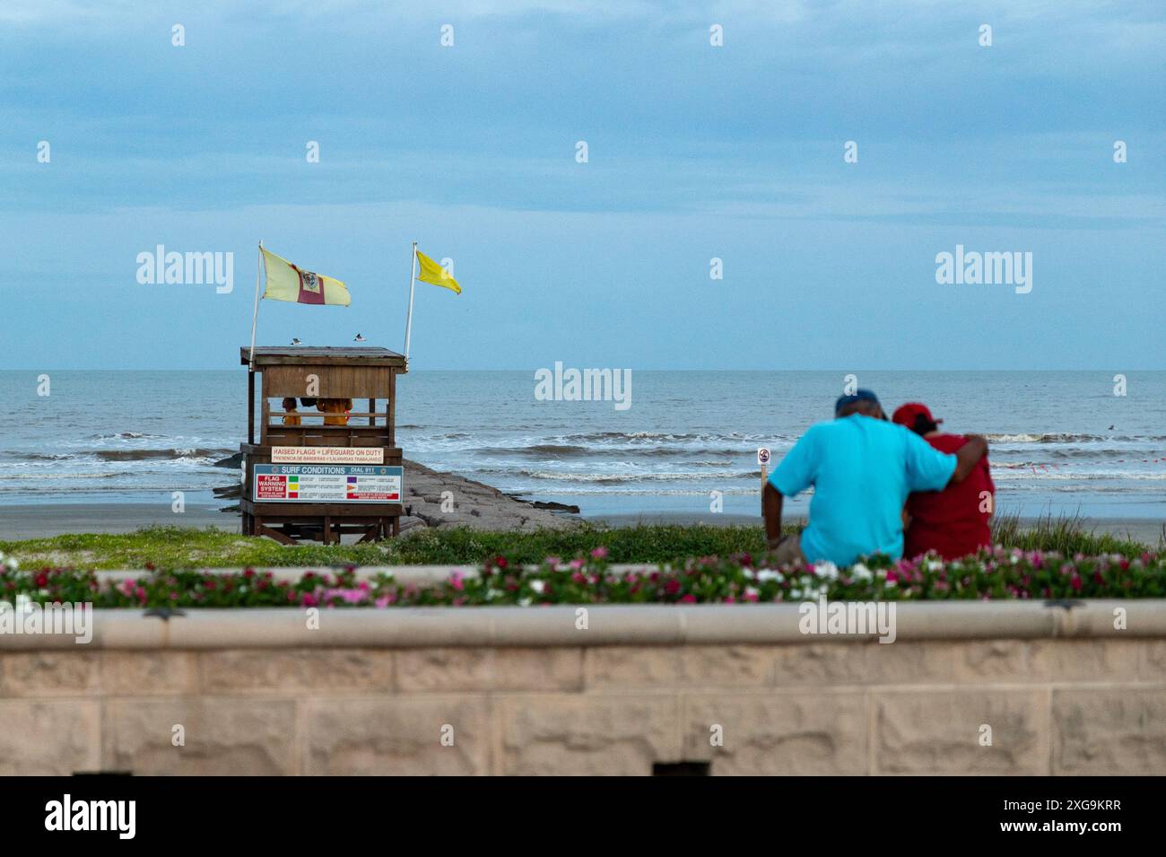 Galveston, USA. 06th July, 2024. Lifeguards on duty at the Galveston ...