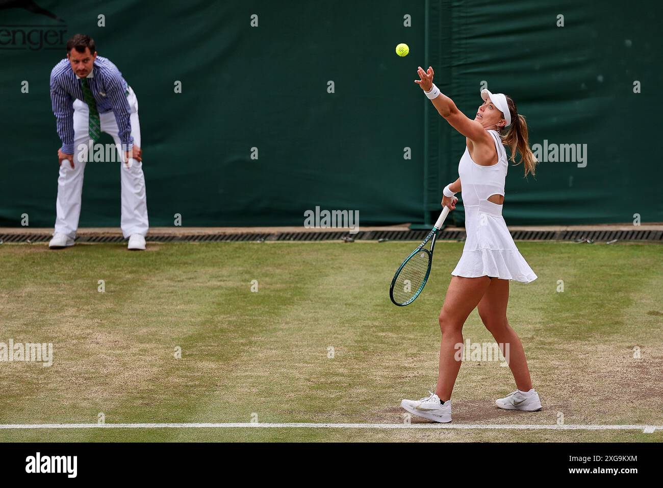 London, London, Great Britain. 7th July, 2024. Paula Badosa (ESP) serve ...