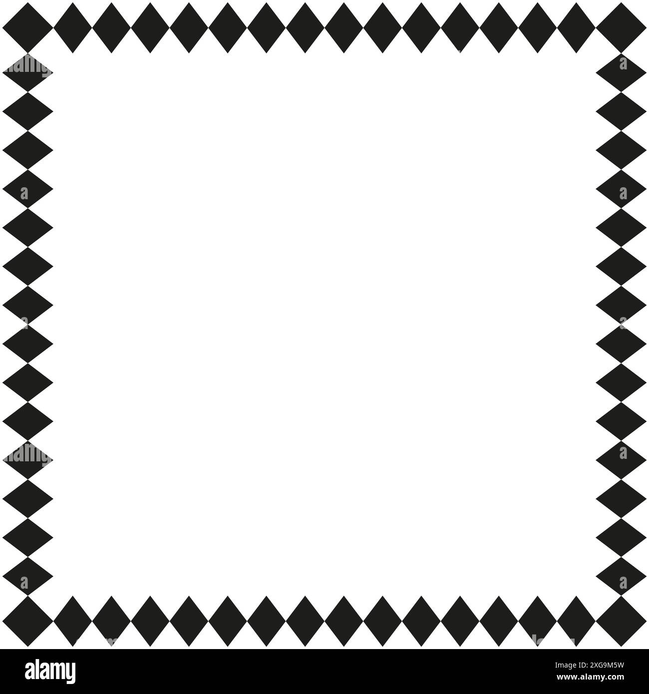 Abstract diamond border. Geometric square frame. Black and white design ...