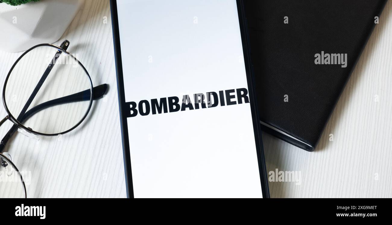 New York, USA - 1 June 2024: Bombardier Logo on Phone Screen, Company ...