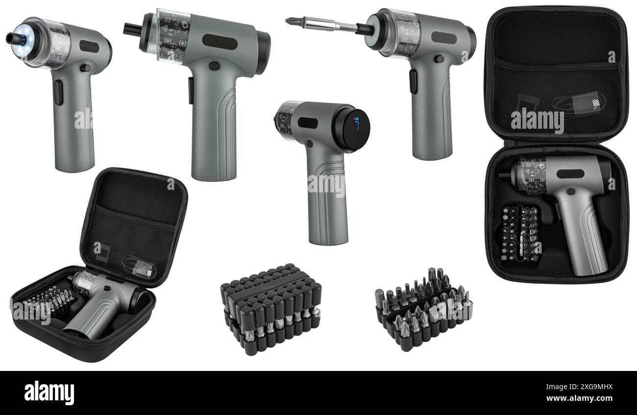 Tool set, Cordless electric screwdriver and bit set, in one case, on ...