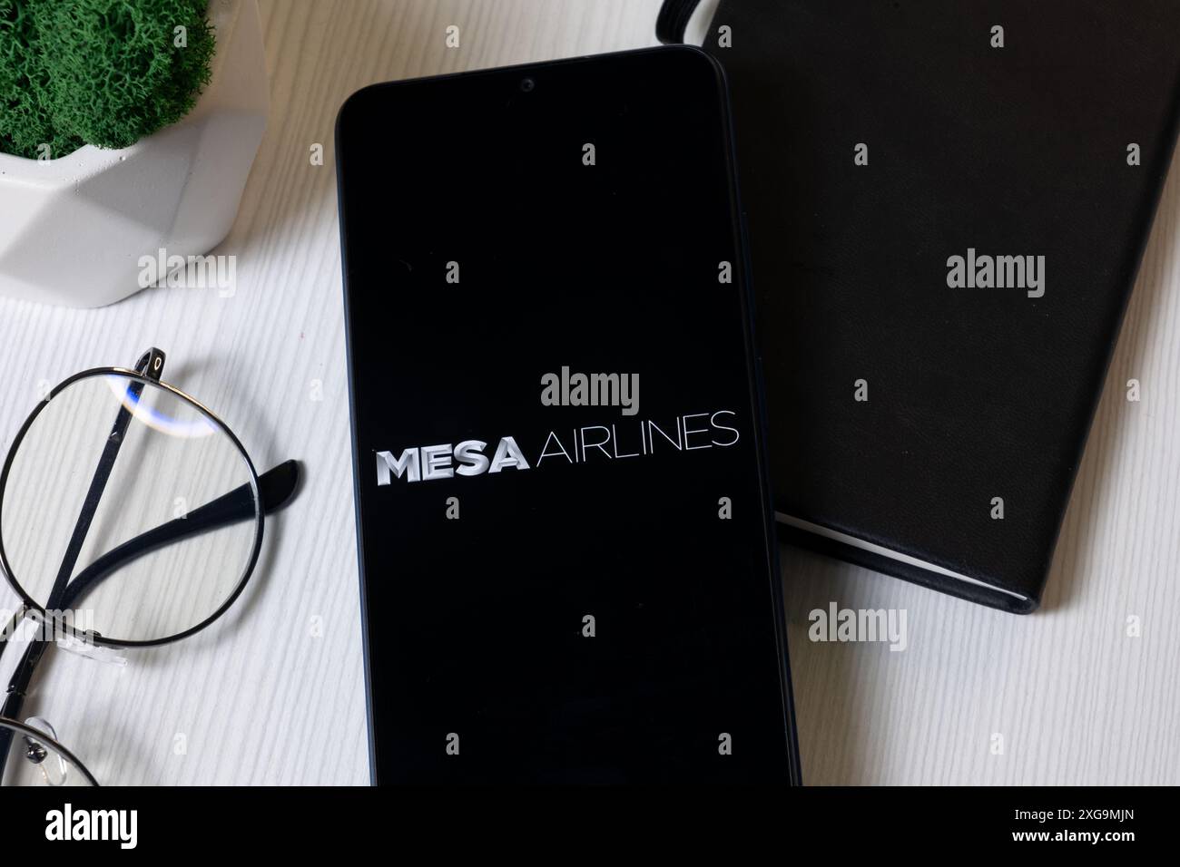New York, USA - 1 June 2024: Mesa Air Group Logo on Phone Screen, Company Icon Stock Photo - Alamy