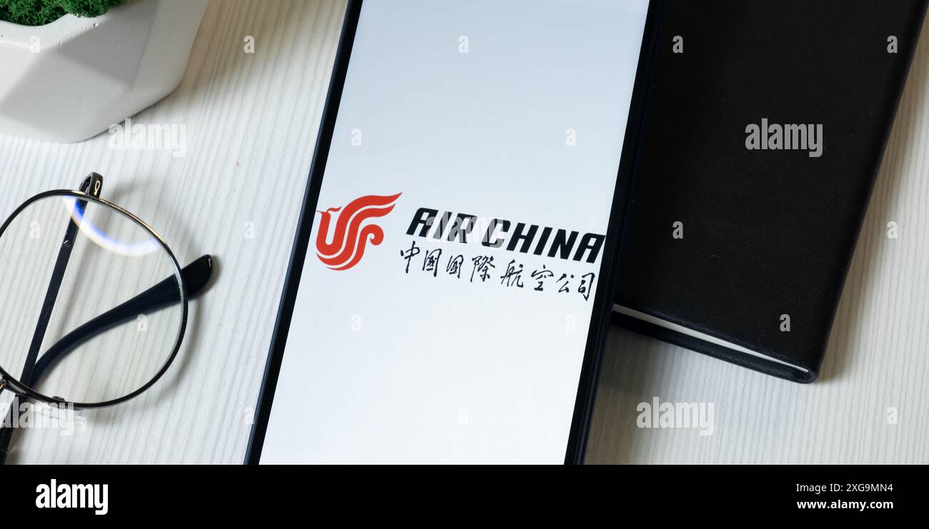 New York, USA - 1 June 2024: Air China Logo on Phone Screen, Company ...