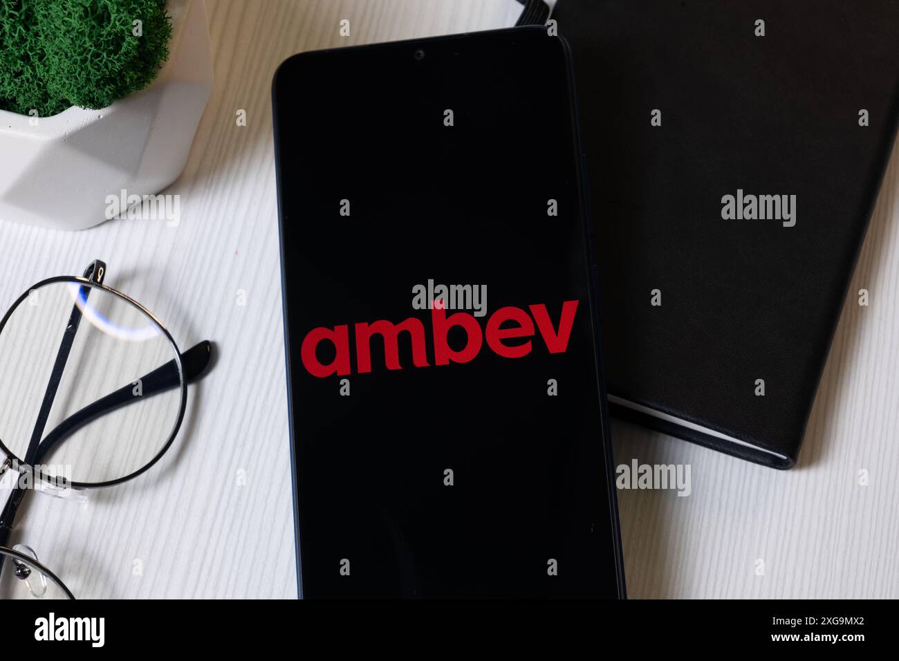 New York, USA - 1 June 2024: Ambev Logo on Phone Screen, Company Icon ...