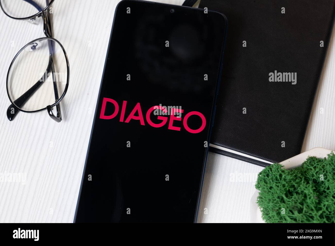 New York, USA - 1 June 2024: Diageo Logo on Phone Screen, Company Icon ...
