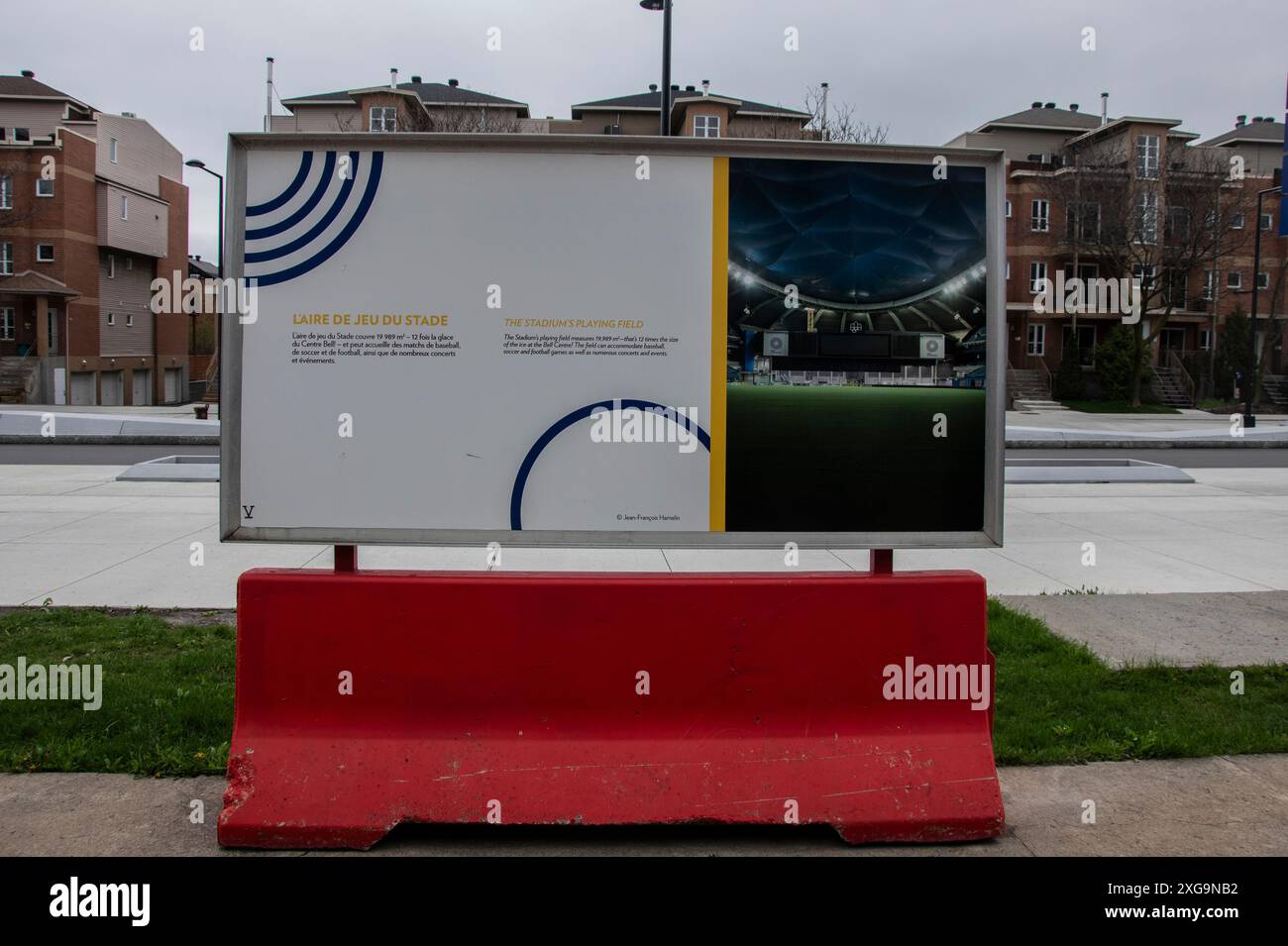 Olympic Stadium's playing field sign in Montreal, Quebec, Canada Stock ...