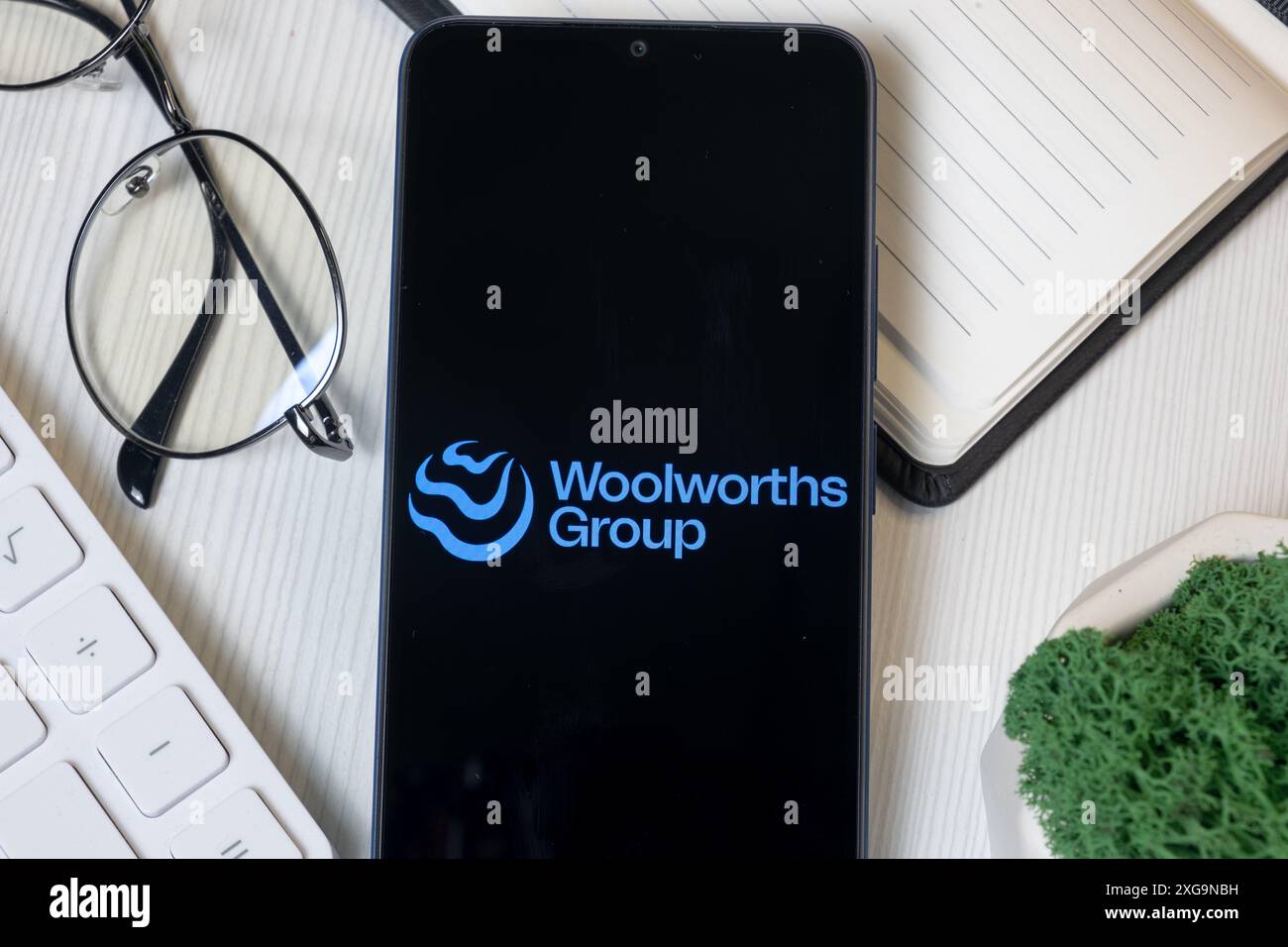 New York, USA - 1 June 2024: Woolworths Group Logo on Phone Screen ...