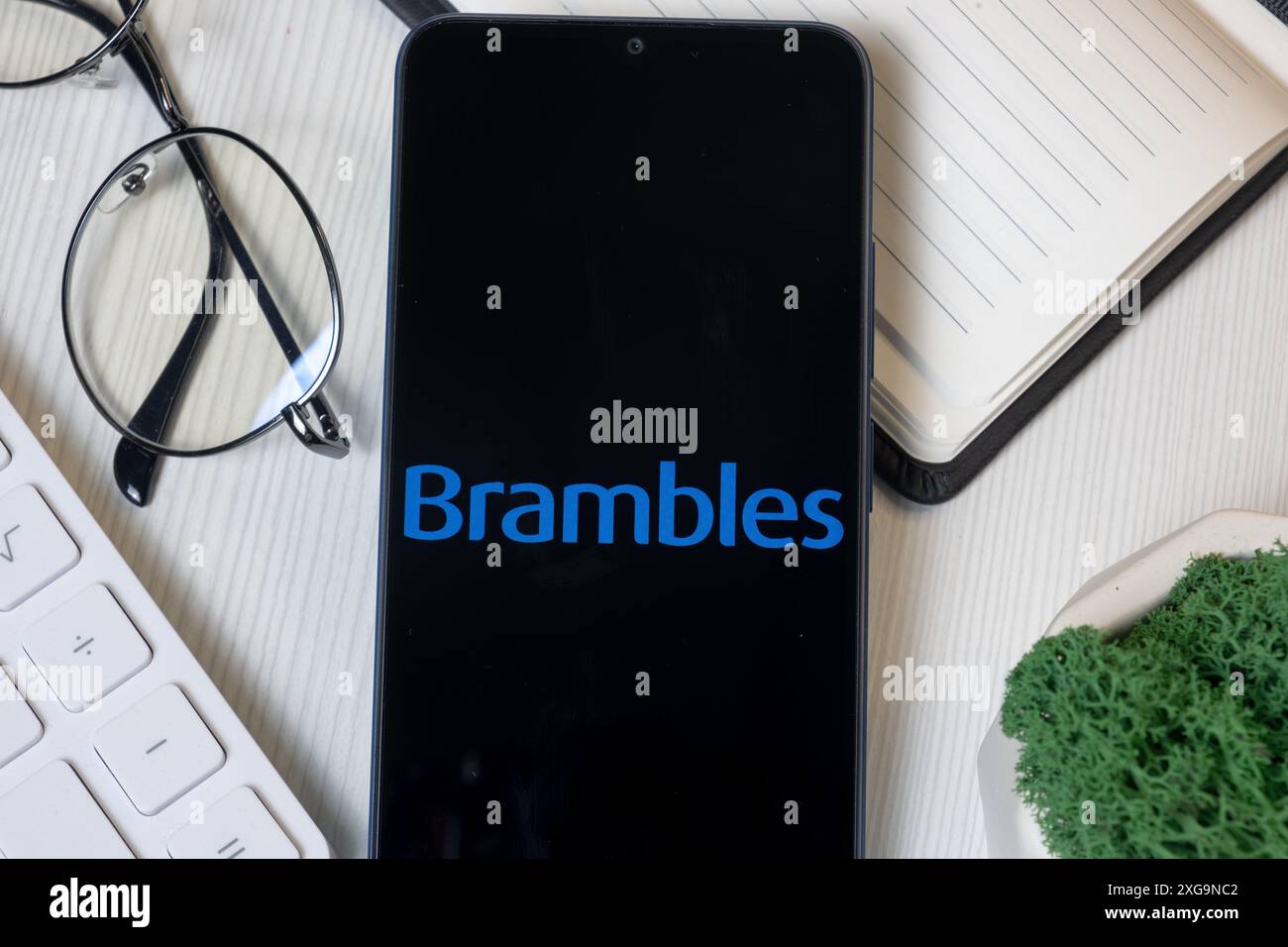 New York, USA - 1 June 2024: Brambles Logo on Phone Screen, Company ...