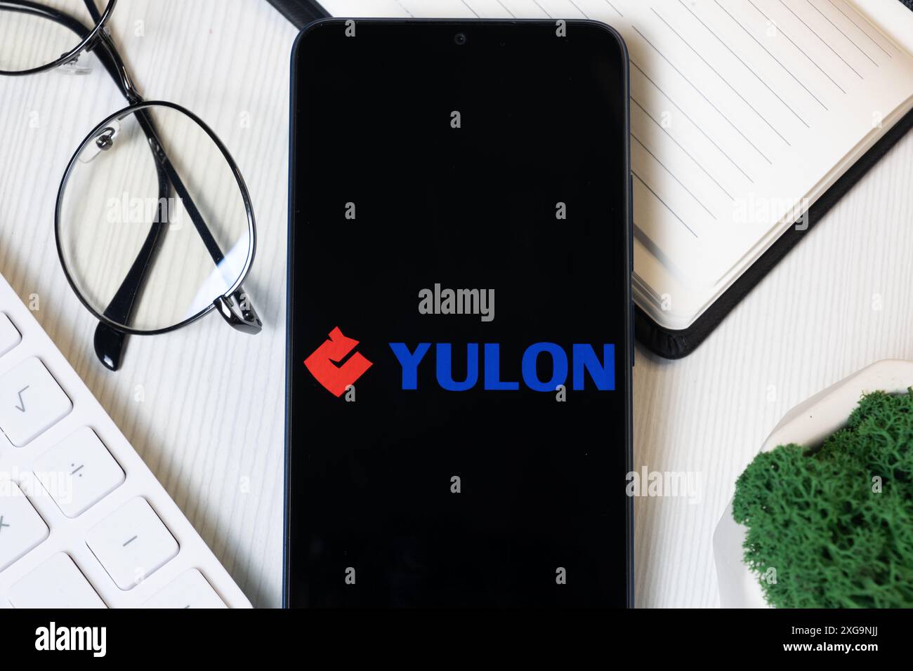 New York, USA - 1 June 2024: Yulon Motor Logo on Phone Screen, Company ...