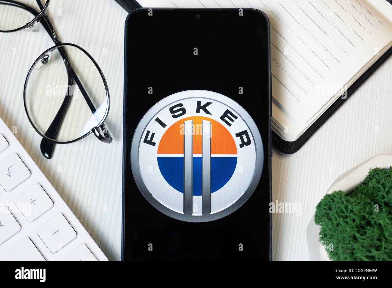New York, USA - 1 June 2024: Fisker Logo on Phone Screen, Company Icon ...